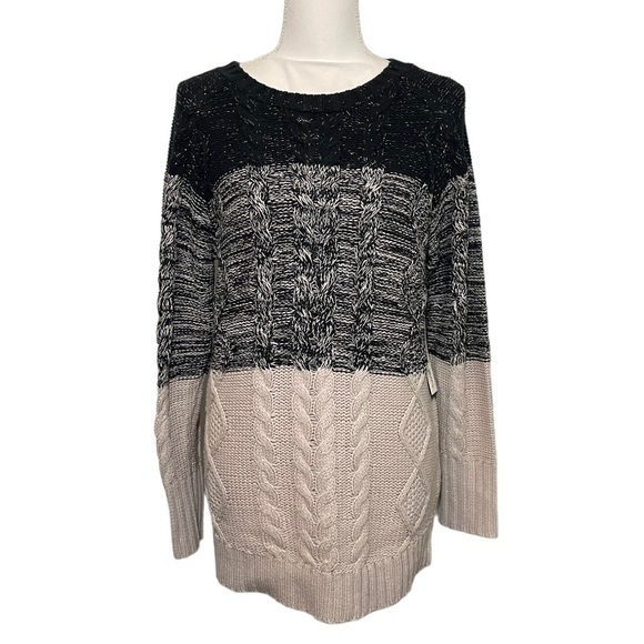 Tribal | Sweaters | Nwt Tribal Jeans Black Marl Cream Metallic Crewneck ...